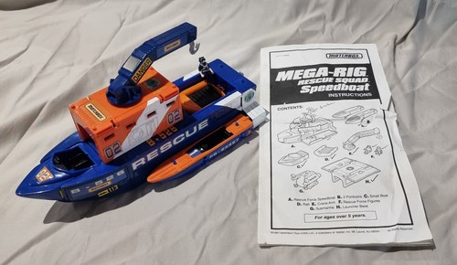 Vintage & Retired 1997 MATCHBOX Mega-Rig Rescue Squad Speed Boat B-526 ...