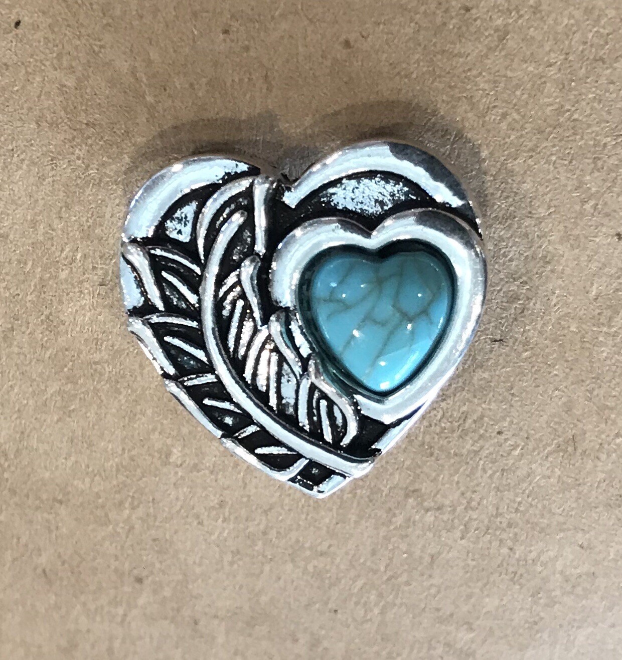 Blue Natural Stone Turquoise HEART Button Charm for Noosa Ginger Snaps ...