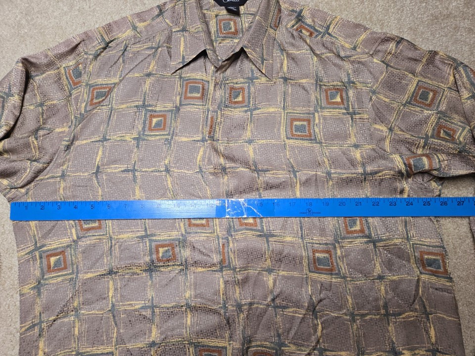 VTG Genelli 100% Pure Silk Button-up Shirt Multicolor Abstract Plaid ...