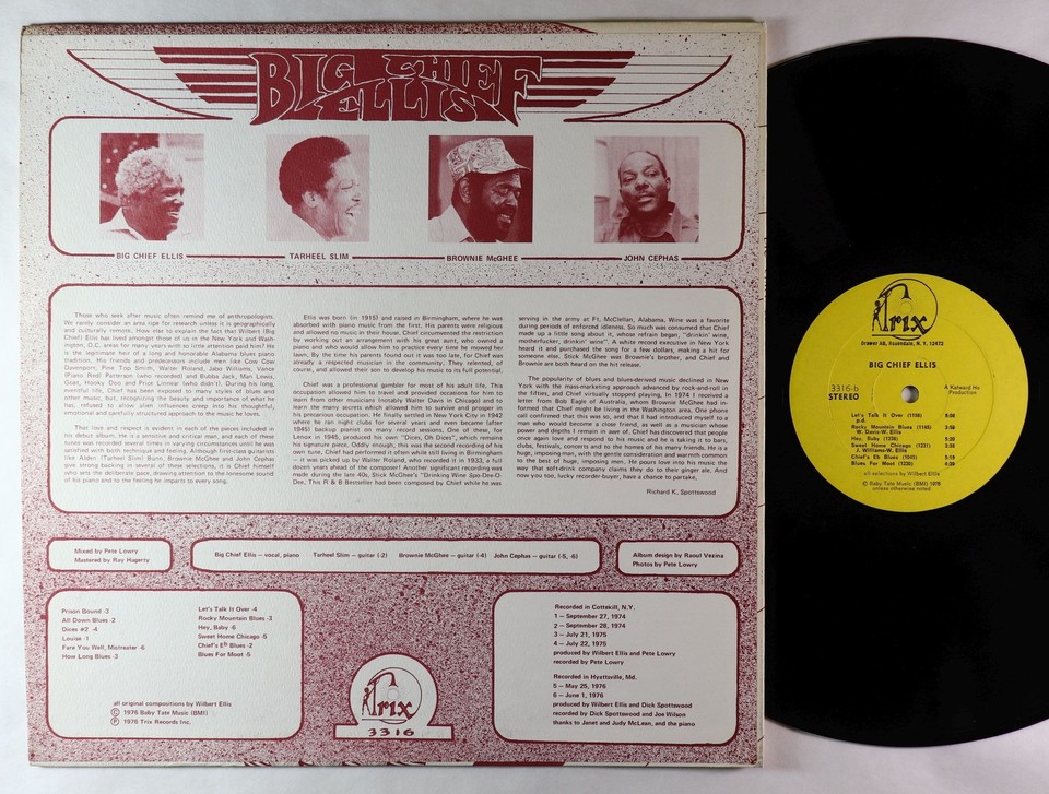 Big Chief Ellis - Featuring Tarheel Slim & Little Ann LP - Trix VG++ | eBay