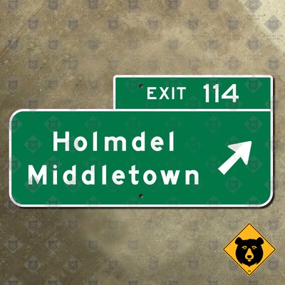 New Jersey parkway exit 114 Holmdel Middletown road sign Garden 16x8 | eBay