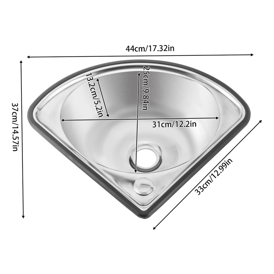 Single Triangle Wash Basin Corner Sink Mini Bar Sink Stainless Steel ...