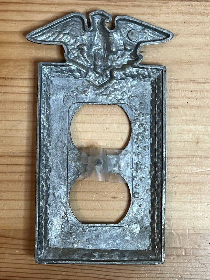 Vintage Hammered Textured Black Brass American Eagle Electric Outlet ...