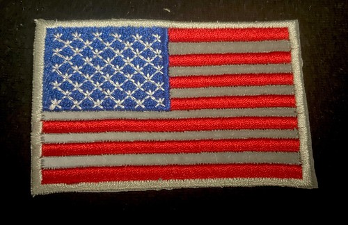 BOGO Reflective AMERICAN US TACTICAL FLAG 3" x 2" Iron on Patch Biker ...