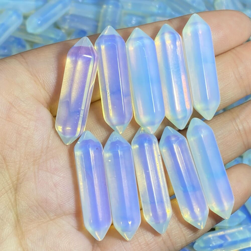 10pcs Opalite Quartz Obelisk Quartz Crystal Wand Double Point Healing tower gem | eBay