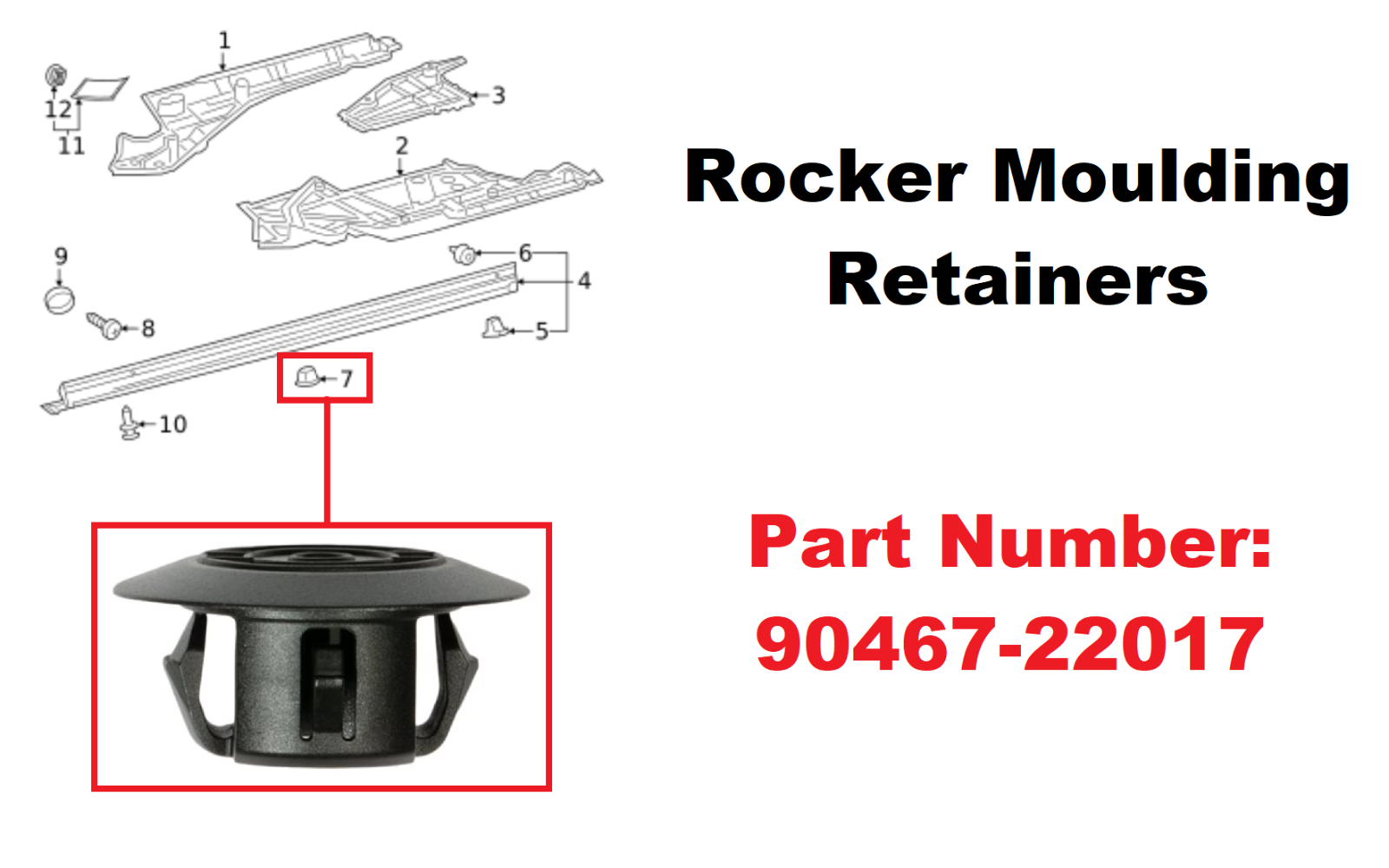 8 NEW ROCKER MOULDING CLIPS! FITS TOYOTA RAV4 VENZA & LEXUS NX350H ...