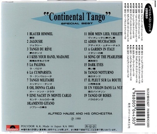 Alfred Hause Orchestra Continental Tango Special Best with sample band ...