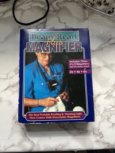 BEAM AND READ PLUS MAGNIFIER Vintage Reading Light 2x 4x 6x Portable ...