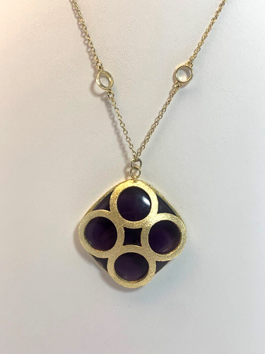Rivka Friedman New Amethyst 18k Clad UNIQUE Necklace | eBay