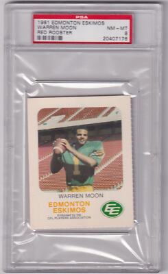 WARREN MOON 1981 Red Rooster Edmonton Eskimos RC Rookie PSA 8 NM-MT HOF ...
