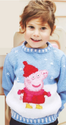 0119 Knitting Childs Peppa Pig Winter Jumper 22-26ins DK - Vintage ...