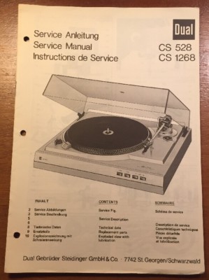 DUAL CS 528 AND CS 1268 TURNTABLE ORIGINAL SERVICE MANUAL P126 | eBay
