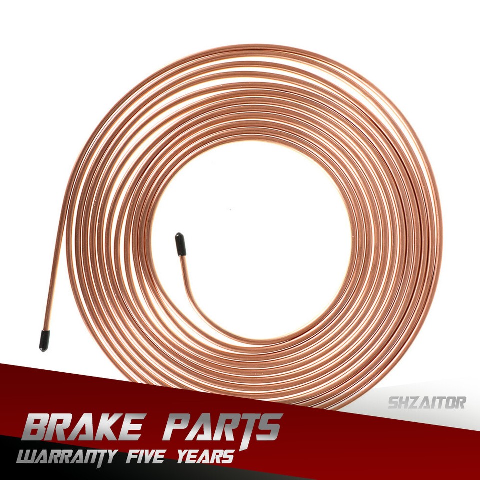 1/4" & 3/16” 25 ft Copper Coated Brake Line Tubing Kit&Fittings 5 Years ...