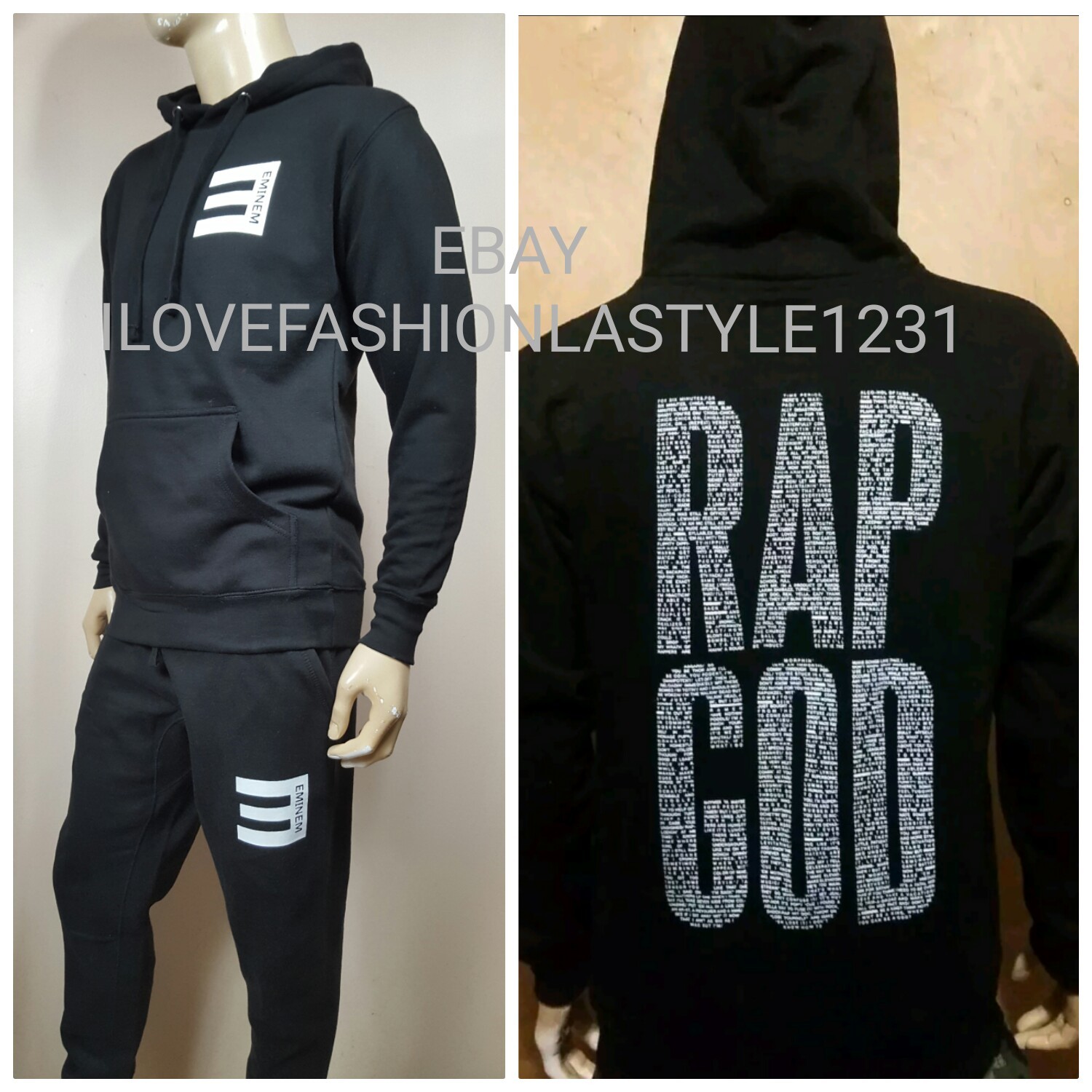Eminem RAP GOD Pullover Hoodie And Sweat Pants Set Slim Shady rap god ...