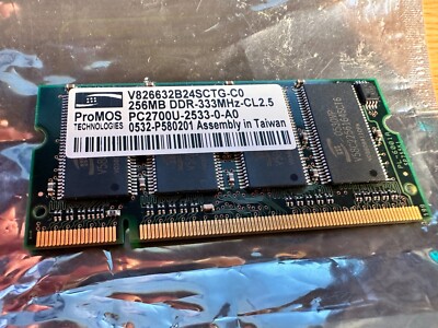 Laptop ProMOS RAM 256MB DDR-333MHz-CL2.5 PC2700U-2533-0-A0 | eBay UK