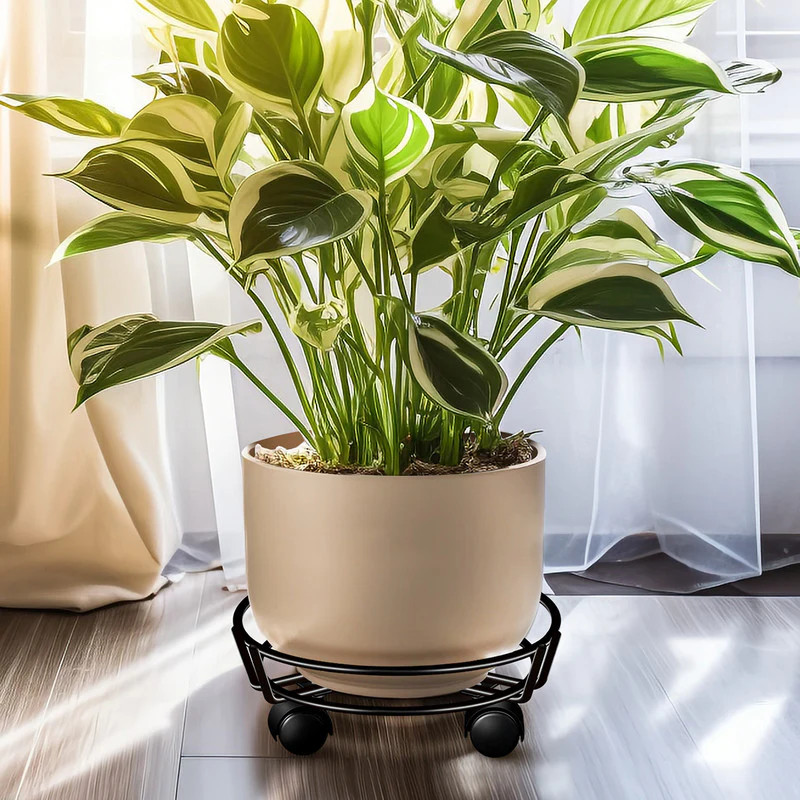 Movable Iron Potted Plant Stand for Home Garden Decoration-Black | eBay ...