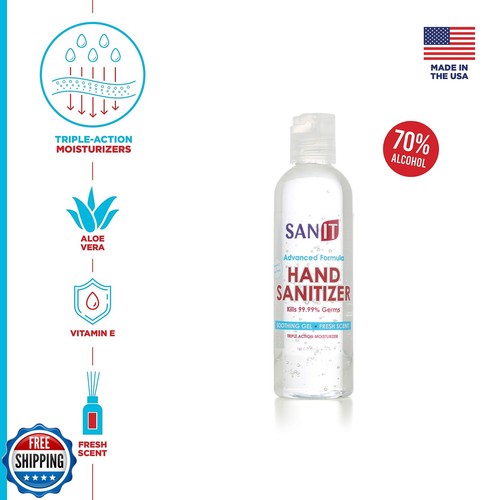 Sanit Moisturizing Hand Sanitizer Gel 70% Alcohol, with Pump - Kills 99 ...
