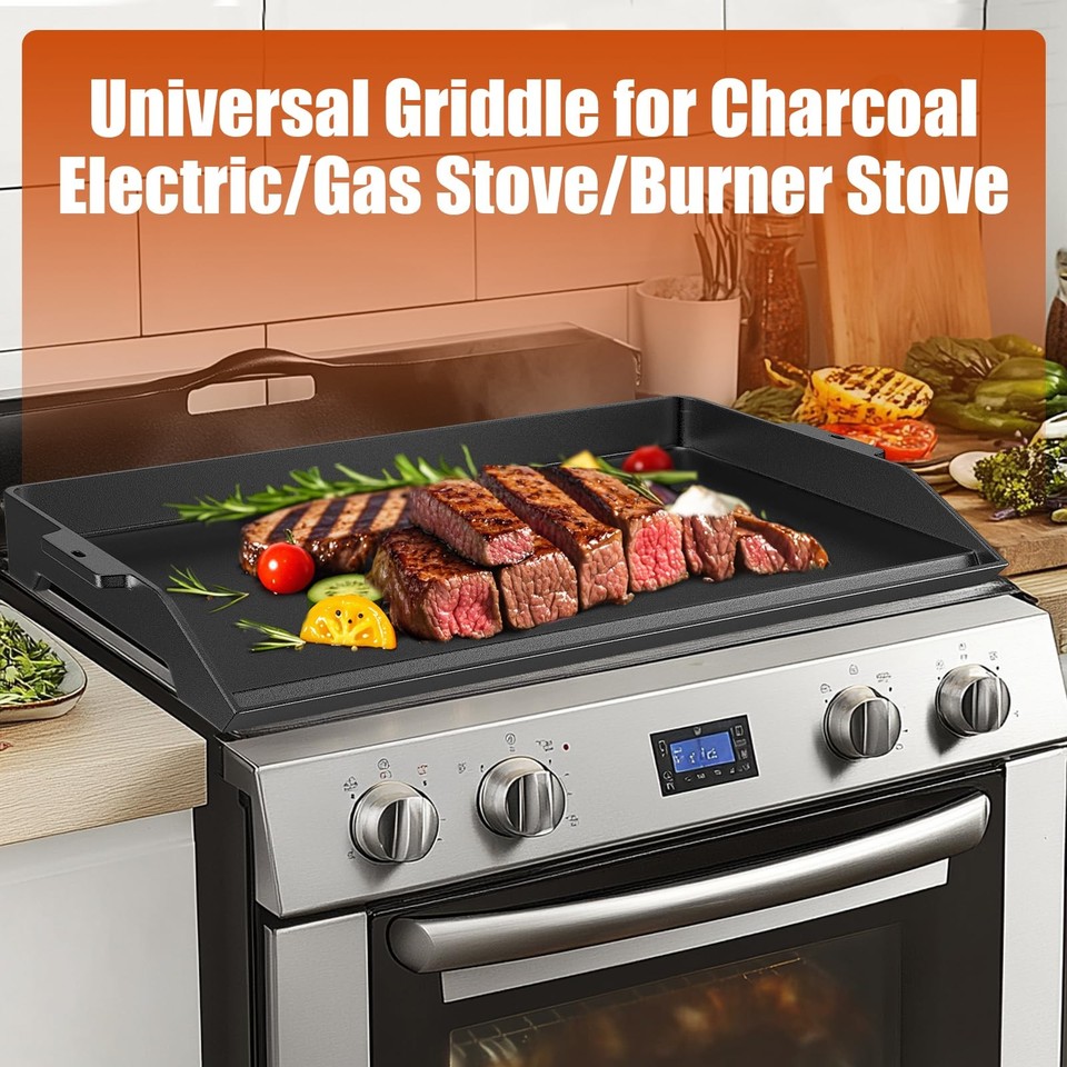 Cast Iron Griddle for Stove Top Griddle for Gas Grill Universal Flat ...