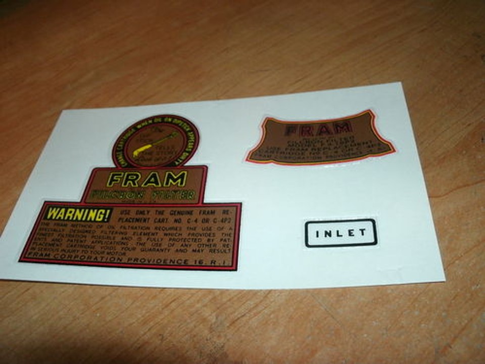 1940's 1950's 60's AMC JEEP WILLYS RAMBLER FRAM OIL FILTER DECAL ...