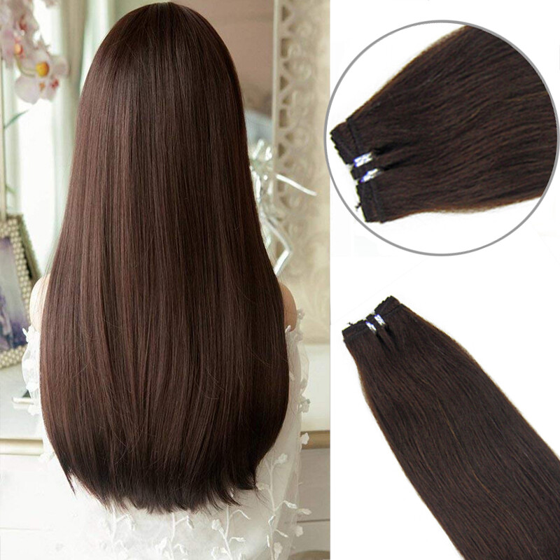 Full Head Double Weft Sew in Weft Hair Extensions Weave Real Human Hair ...