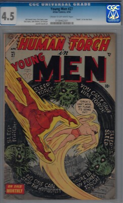 YOUNG MEN #27 CGC 4.5 VG+- 1954 HUMAN TORCH -DEATH OF RED SKULL | eBay