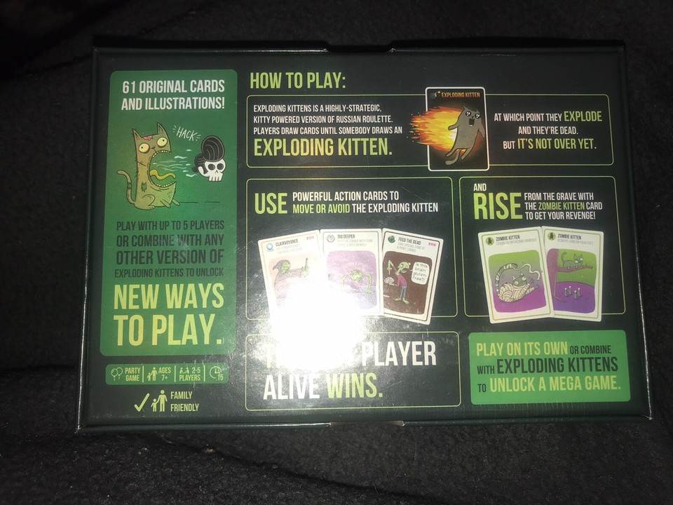 ZOMBIE KITTENS Cat Card Game - A Game by Exploding Kittens | eBay