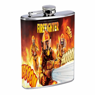 Firefighter D14 Flask 8oz Stainless Steel Hip Drinking Whiskey | eBay