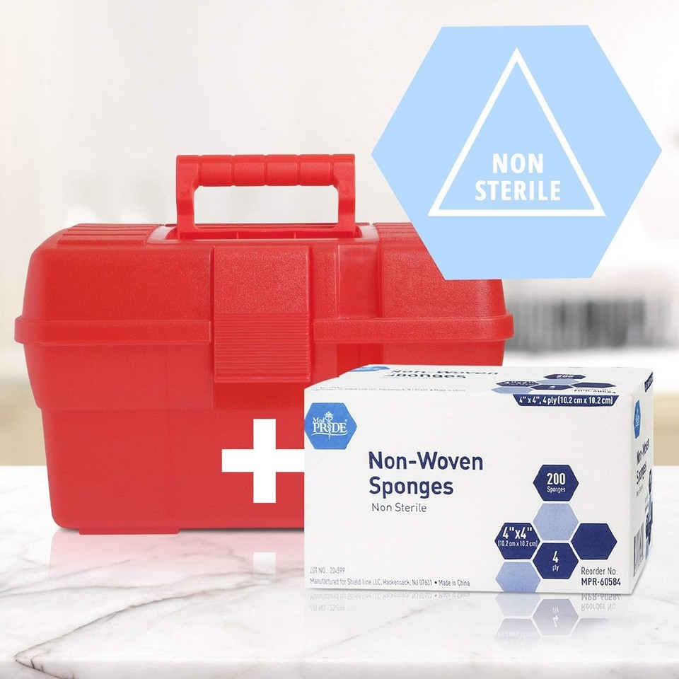MED PRIDE Non-Woven Non-Sterile Surgical Sponges 200 Pack, 4in X 4in 4 ...