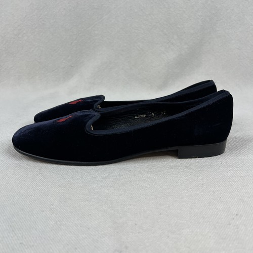 Ralph Lauren Blue Velvet Polo Embroidery Flats US Woman’s Size 9AA Made ...
