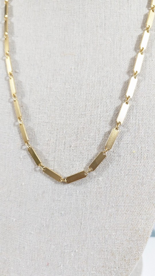 Matte Gold Toned Flat Bar Chain Layering Necklace - 31 Inches | eBay