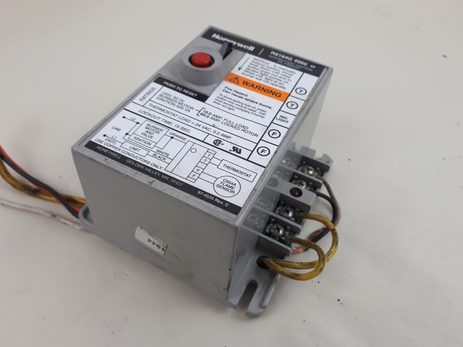 R8184G4066 Honeywell Oil Burner Control 120V 15sec R8184G 4066 | eBay