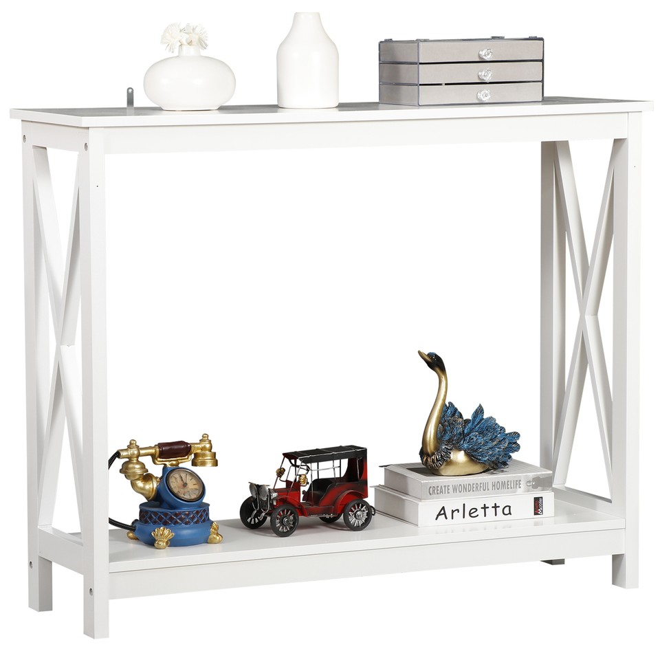 Console Table White Accent Side Stand Sofa Espresso Display Storage Shelf | eBay