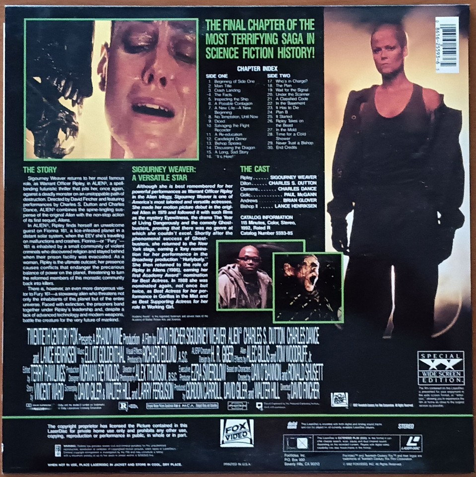 Laserdisc - ALIEN 3 (1992) - Special Widescreen Edition - Dir. David ...
