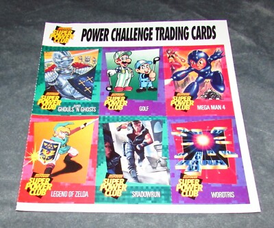 Vintage 1993 Nintendo Power Cards Uncut Sheet Zelda, Mega Man 4 ...