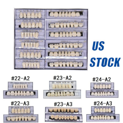 168PCS Acrylic Resin Denture Dental Upper Lower Shade A1 A2 A3 Teeth ...