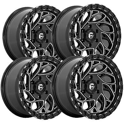 (Set-4) Fuel D840 Runner OR 15x8 5x4.5" -19mm Black/Milled Wheels Rims ...