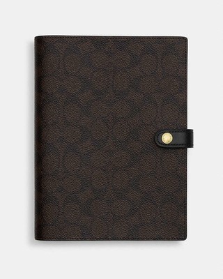 💜Coach Snap Notebook - CZ198 Walnut Black Signature Canvas/Smooth ...