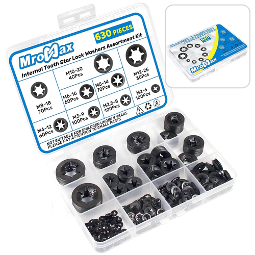 630Pcs Internal Tooth Star Lock Washers 9 Sizes Quick Speed Locking ...