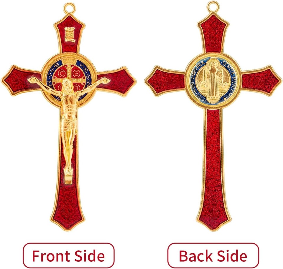 St Benedict Crucifix Red Crucifix Wall Cross For Catholic Decor Medalla ...