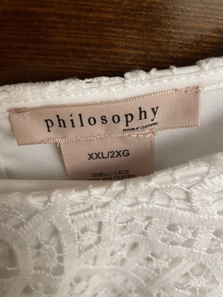 Philosophy Republic Clothing Womens Short Sleeve Crochet Overlay Top ...