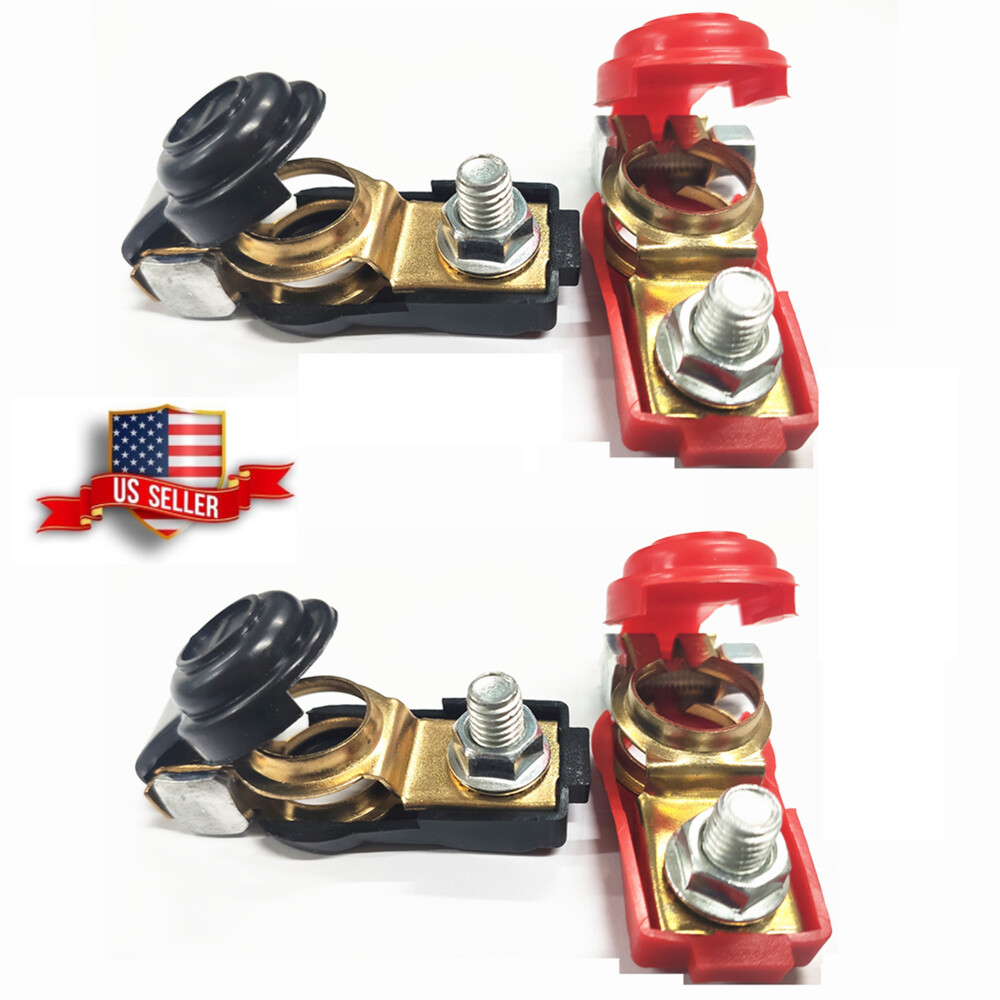 2 Pair Car Battery Terminal Connector Post Positive+Negative Poles ...