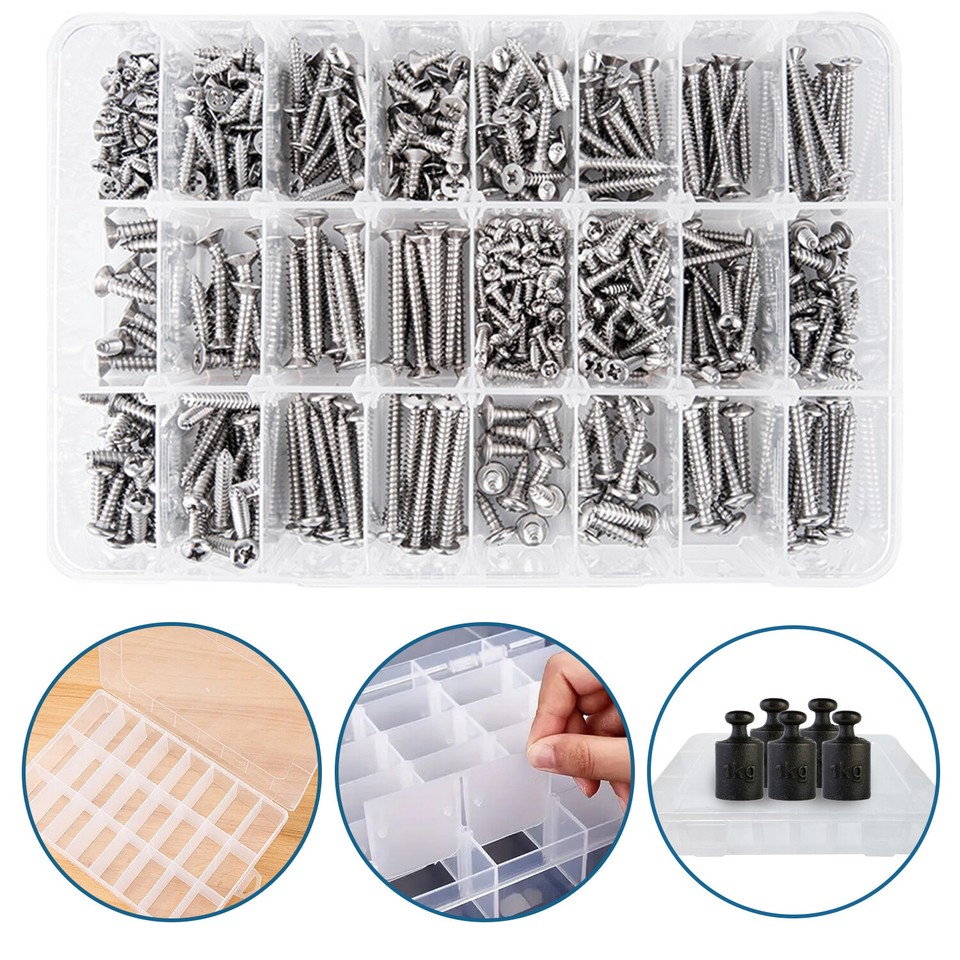 VKKM Stainless Steel Self-Tapping Wood Screw Assortment Kit, Self ...