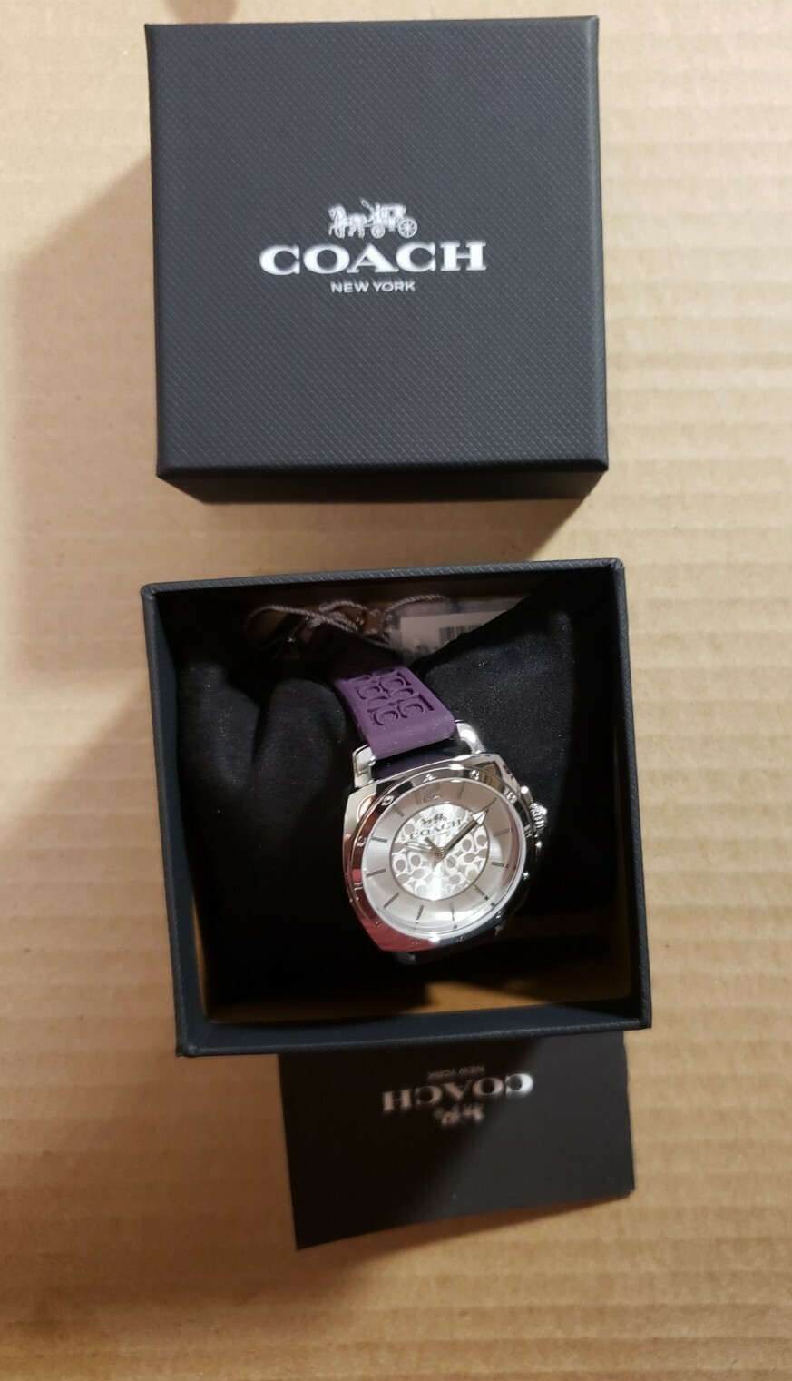 Coach Women BOYFRIEND Purple Logo-embossed Rubber Strap Watch 34mm ...