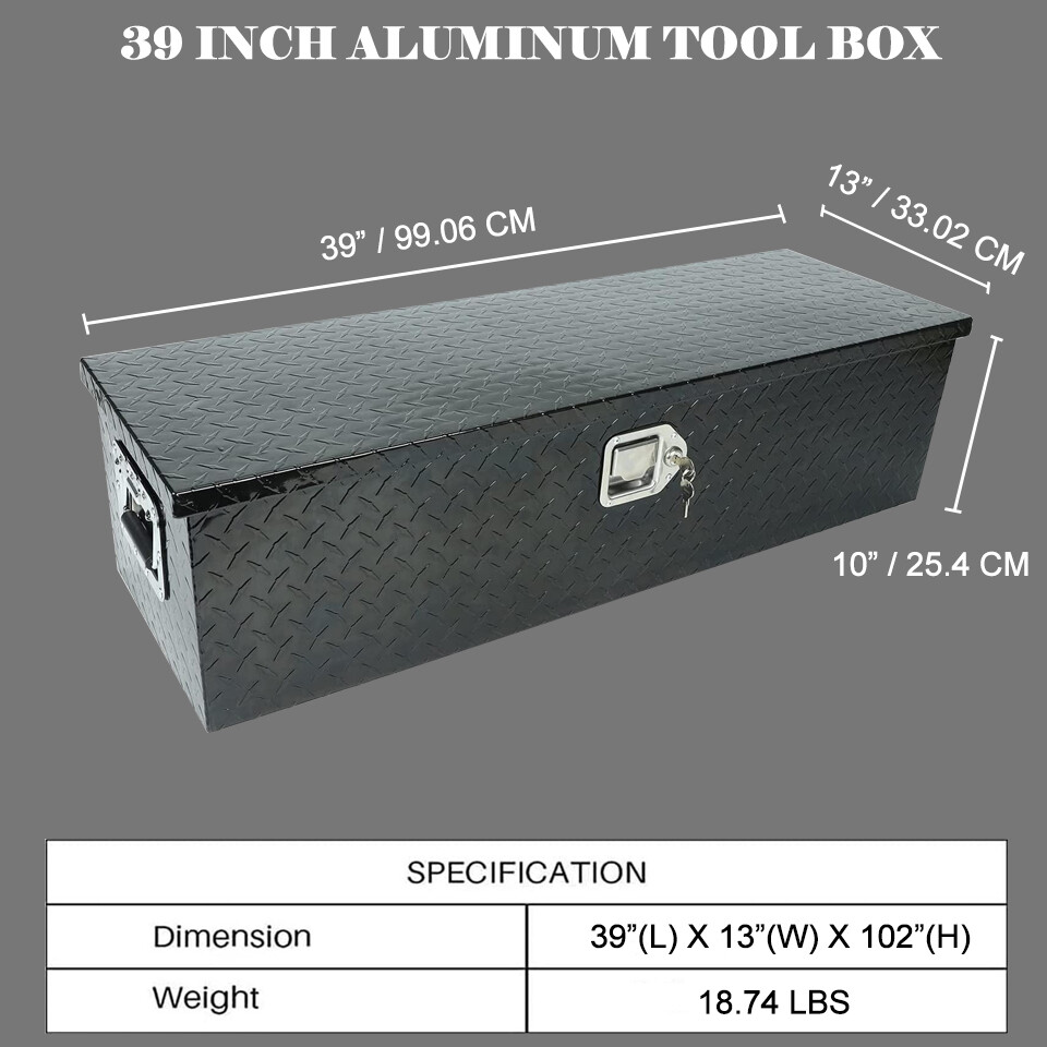 39 Inch Aluminum Diamond Plated Tool Box Pick Up Truck Bed RV Trailer ...