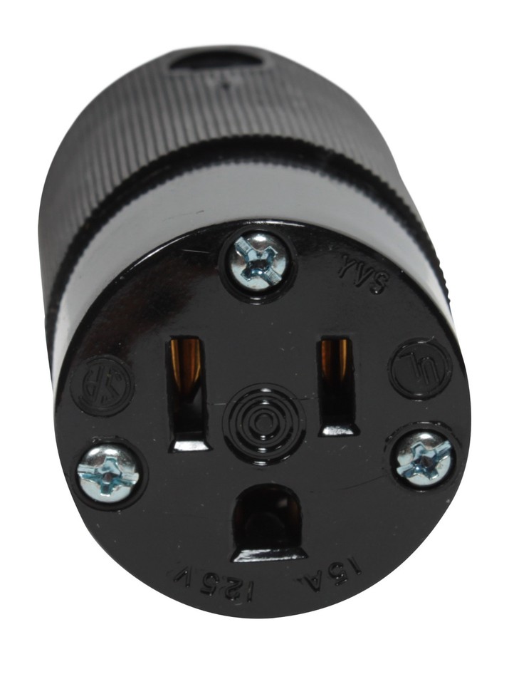 Hubbell AC Female & Male Edison Plug Set 15 Amp Black | eBay
