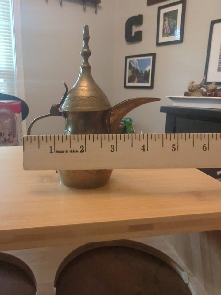 Dallah Coffee Pot Solid Brass Jar Old Mini Arabic Middle Eastern ...