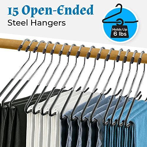 Pants Hangers | Open-Ended Metal Pants Hangers, 15 Black Pant Hangers ...