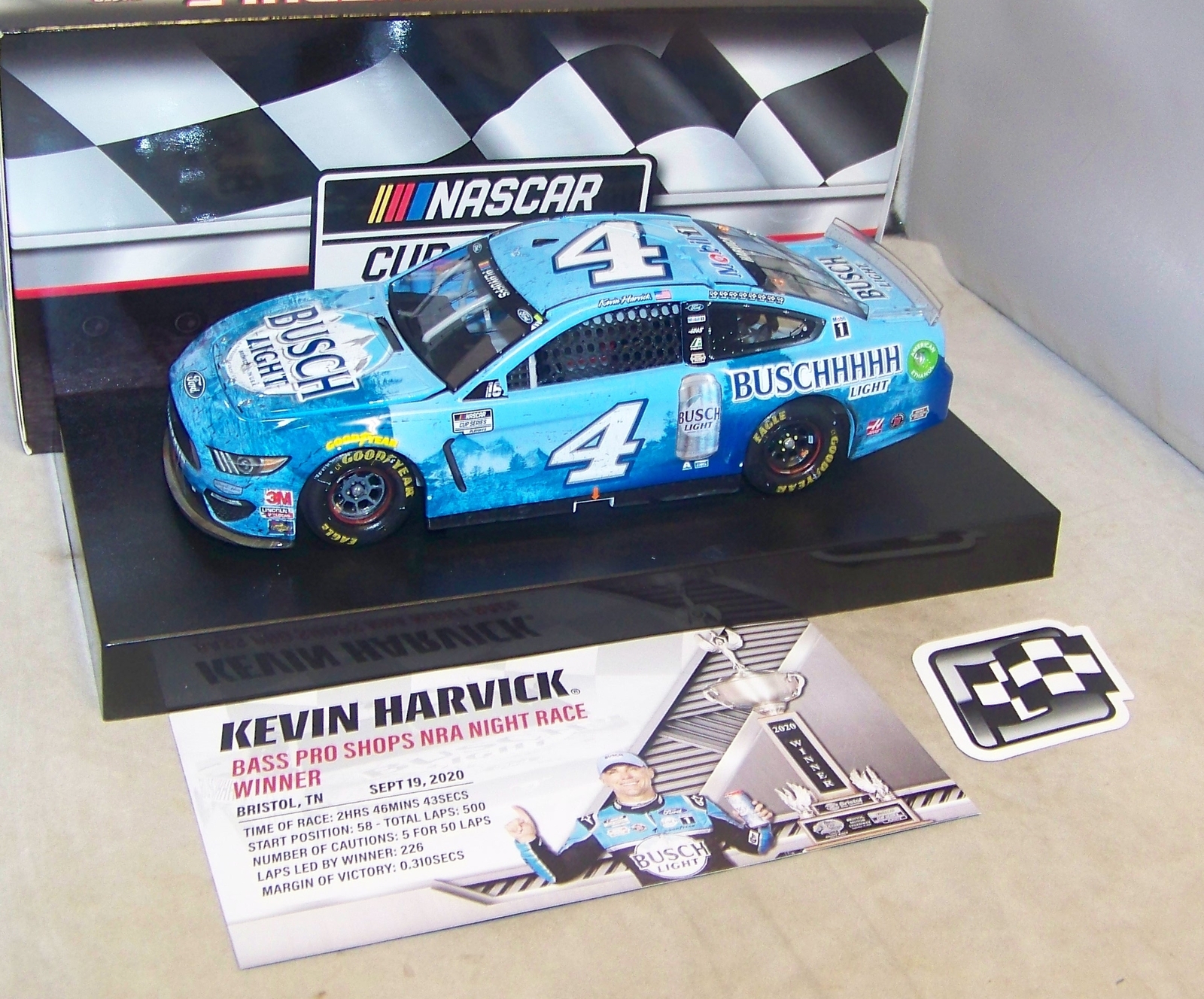 1:24 ACTION 2020 #4 BUSCHHHHH LIGHT BRISTOL RACE WINNER KEVIN HARVICK 1 ...