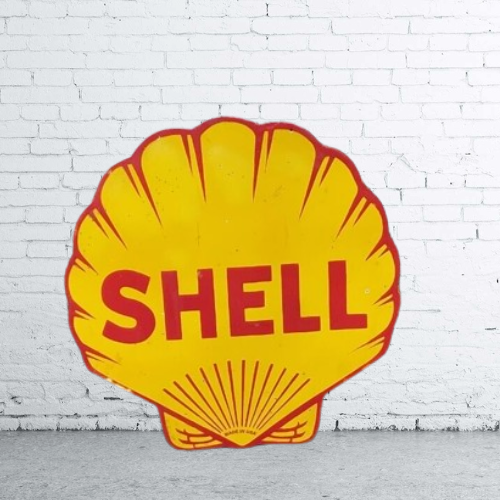 Shell :Advertising Porcelain Enamel Heavy Metal Sign 30 Inches Double ...
