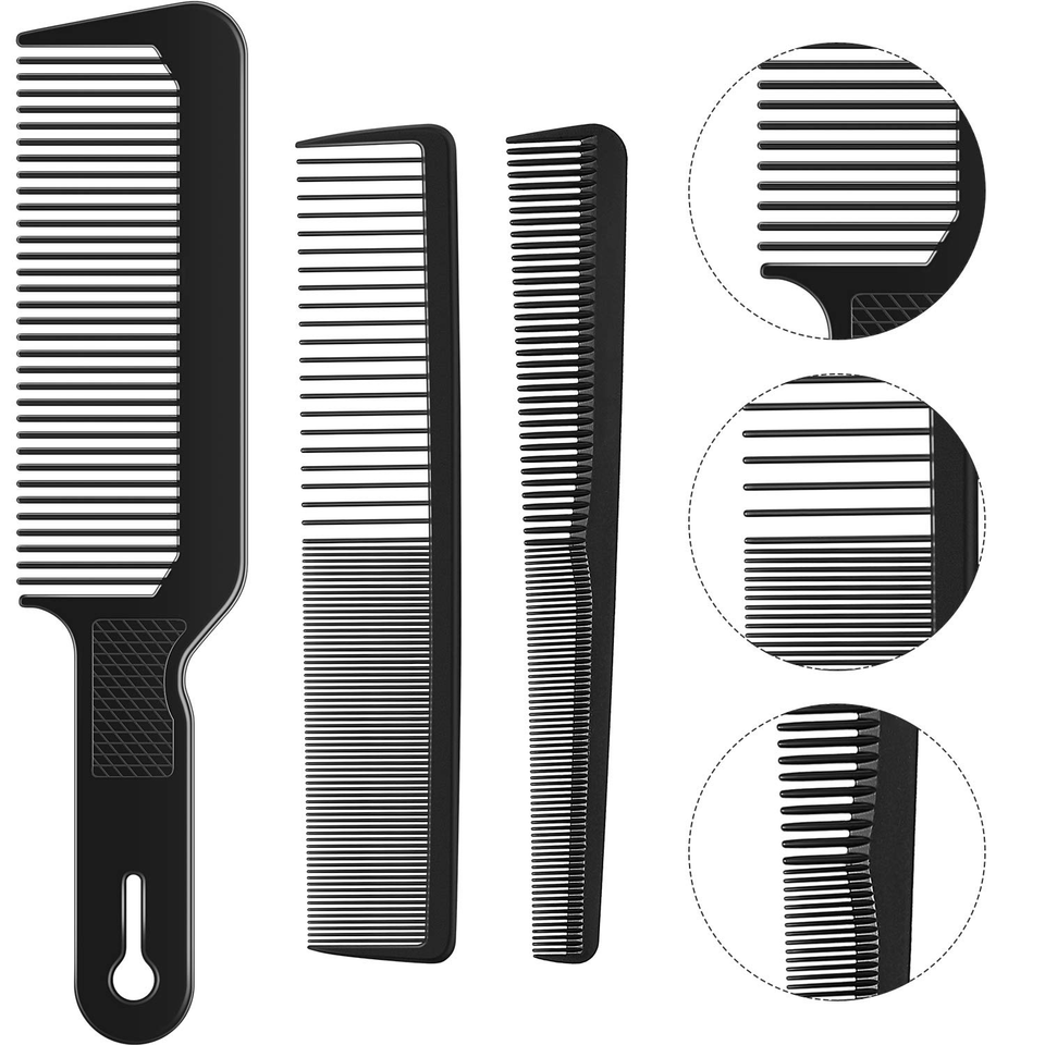 3-Piece Men’s Barber Comb Set Heat-Resistant Hair Cutting Flat Top ...
